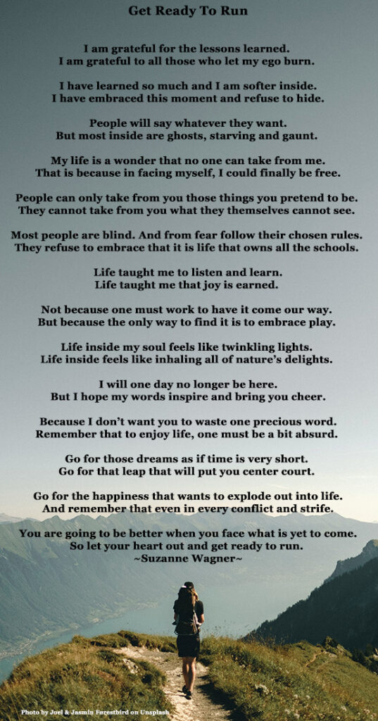 Suzanne Wagner Poem – Get Ready To Run - Suzanne Wagner