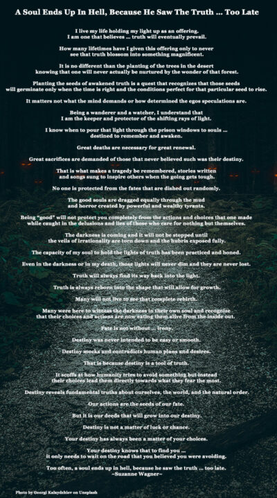 Suzanne Wagner's Poem - Poem - A Soul Ends Up In Hell, Because He Saw ...